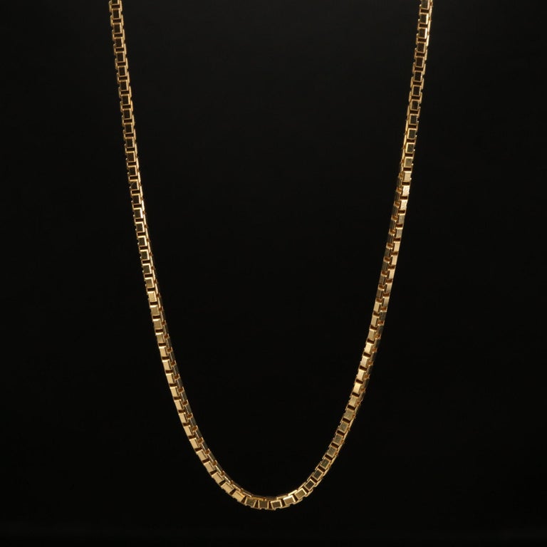 Minimalist 18K Yellow Gold Box Chain Necklace, Gold Chain Necklace For ...