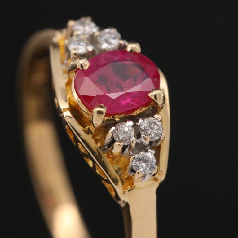 Customizable Minimalist 18K Yellow Gold Ruby Wedding Ring, Classic Ruby ...