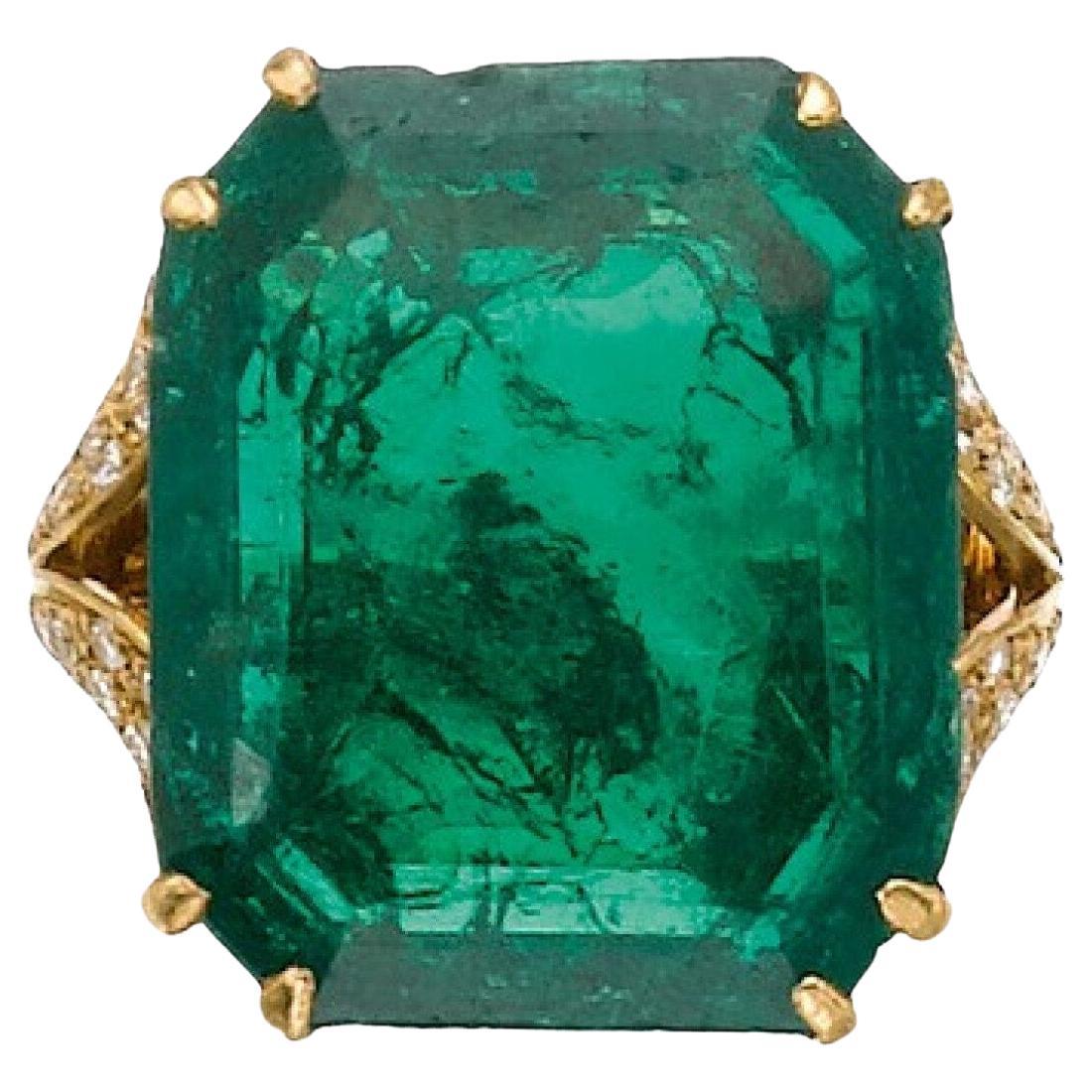Customizable Minimalist 4 Carat Emerald Gold Ring Diamond Wedding Ring