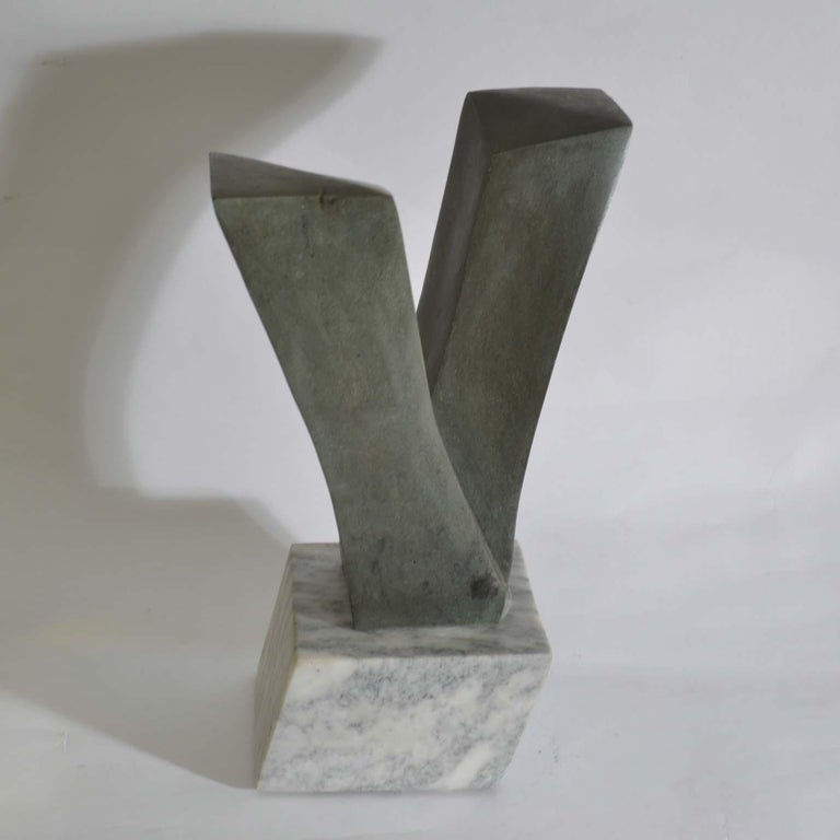 Minimalist Abstract Sculpture in Hard Stone on Sculptural Carrara ...