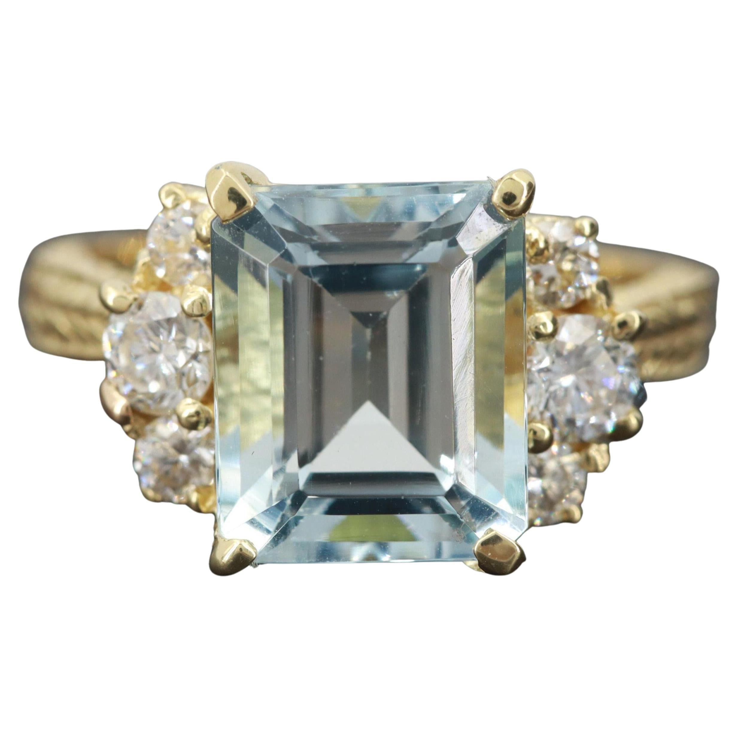 Customizable Minimalist Aquamarine Statement Ring, Classic Diamond ...