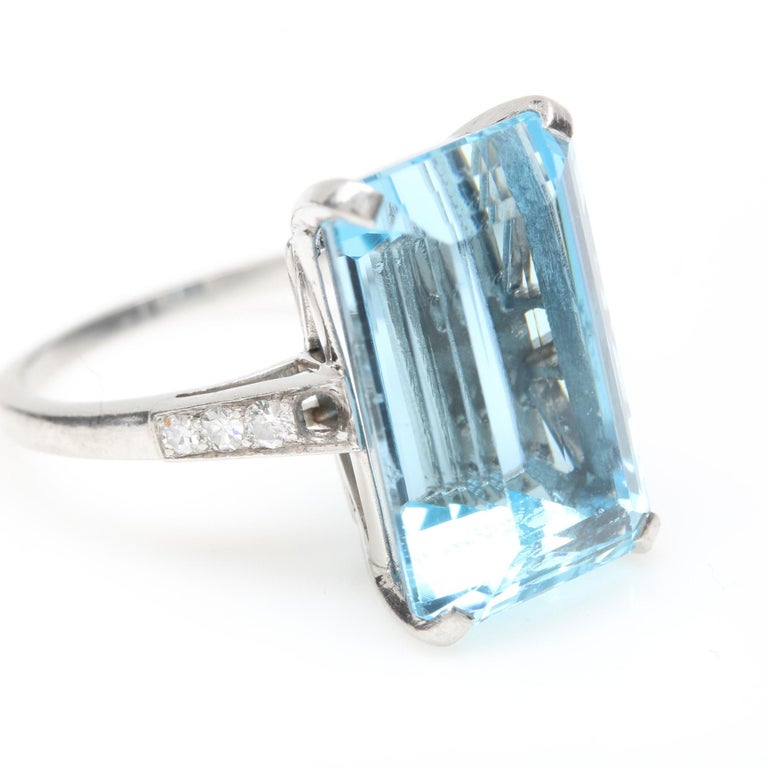 Customizable Minimalist Aquamarine Engagement Ring, Unique Statement ...