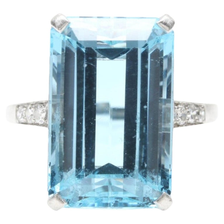 Customizable Minimalist Aquamarine Engagement Ring, Unique Statement ...