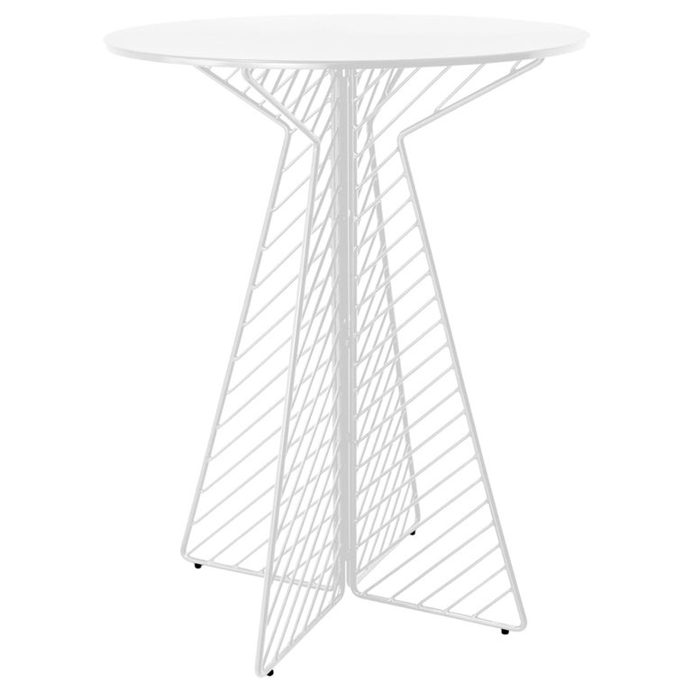 Minimalist Bar Table, Flat Pack Wire Cafe Bar Table in White by Bend ...