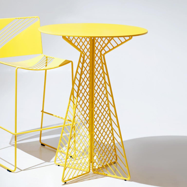 Minimalist Bar Table, Flat Pack Wire Cafe Bar Table in Yellow by Bend ...
