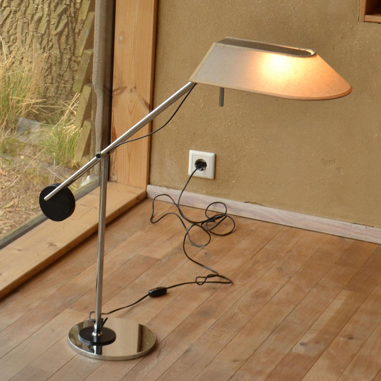Minimalist Black and Chrome Table Lamp, Counter Balance Swiss 1970's ...