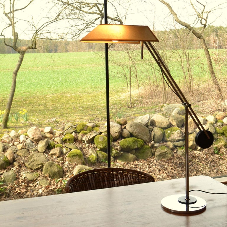 Minimalist Black and Chrome Table Lamp, Counter Balance Swiss 1970's ...
