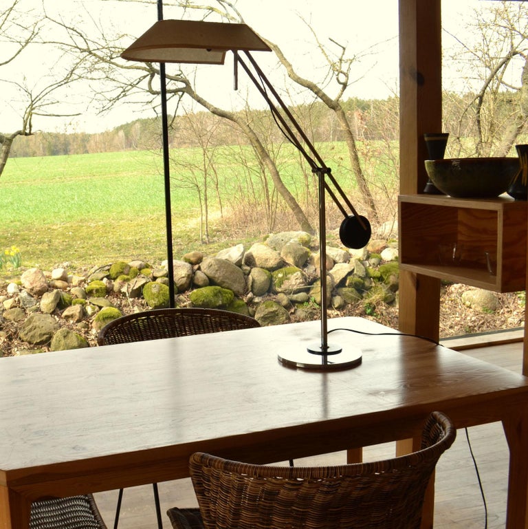 Minimalist Black and Chrome Table Lamp, Counter Balance Swiss 1970's ...
