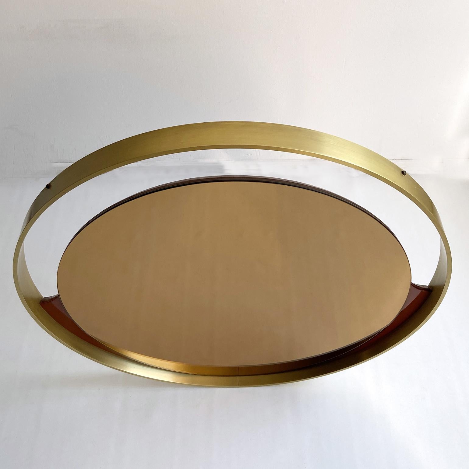 Minimalist Bronze Round Mirror by Rimadesio Italy 1970s For Sale at 1stDibs