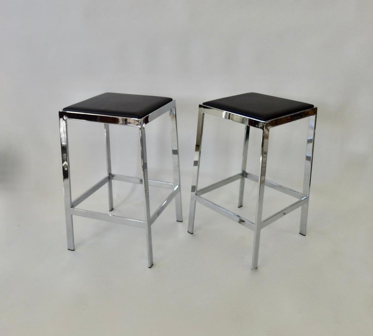 Minimalist Chrome Counter Bar Stools at 1stDibs