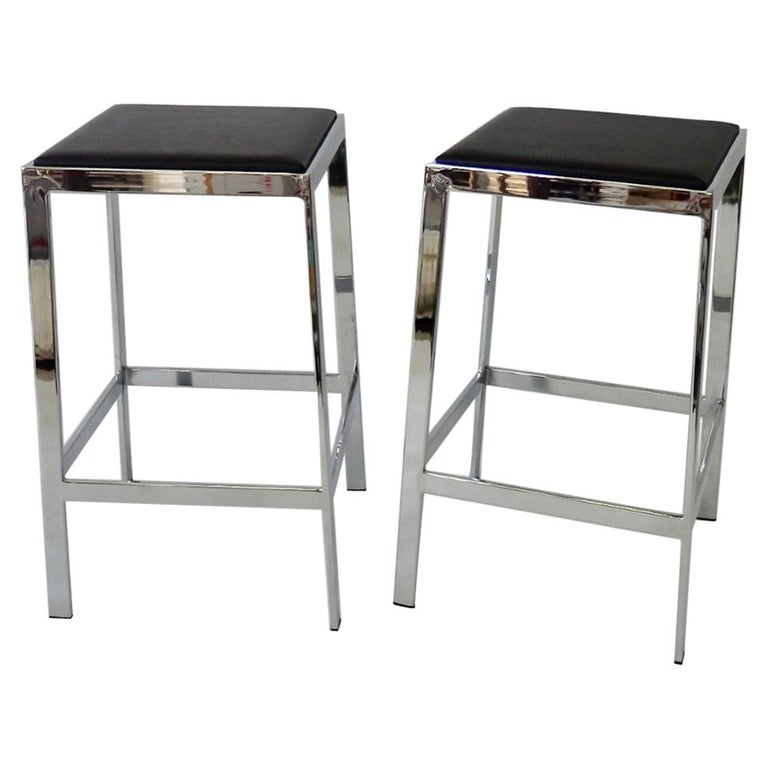 Minimalist Chrome Counter Bar Stools at 1stDibs