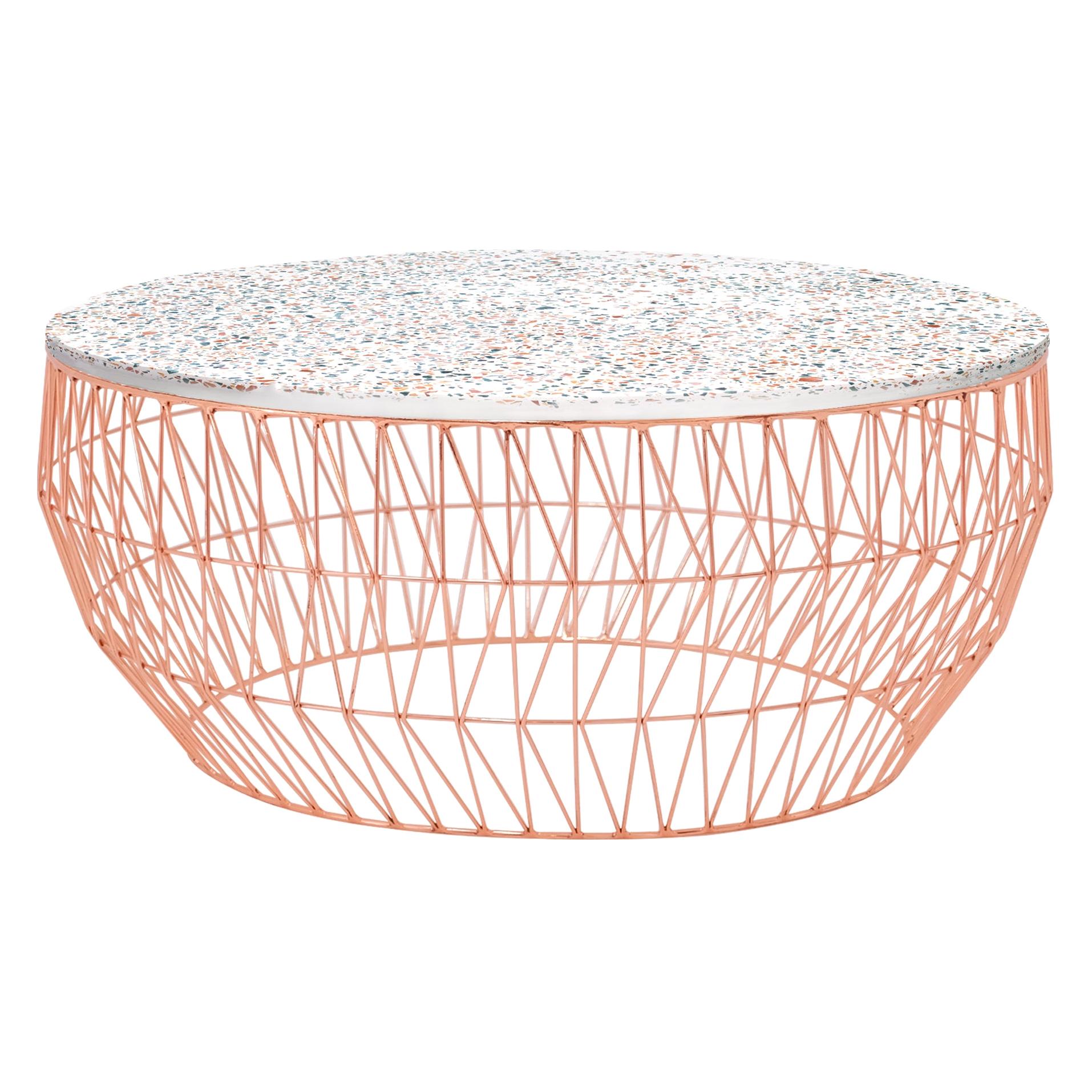 Minimalist Coffee Table, Wire Center Table in Gold with Terrazzo For ...