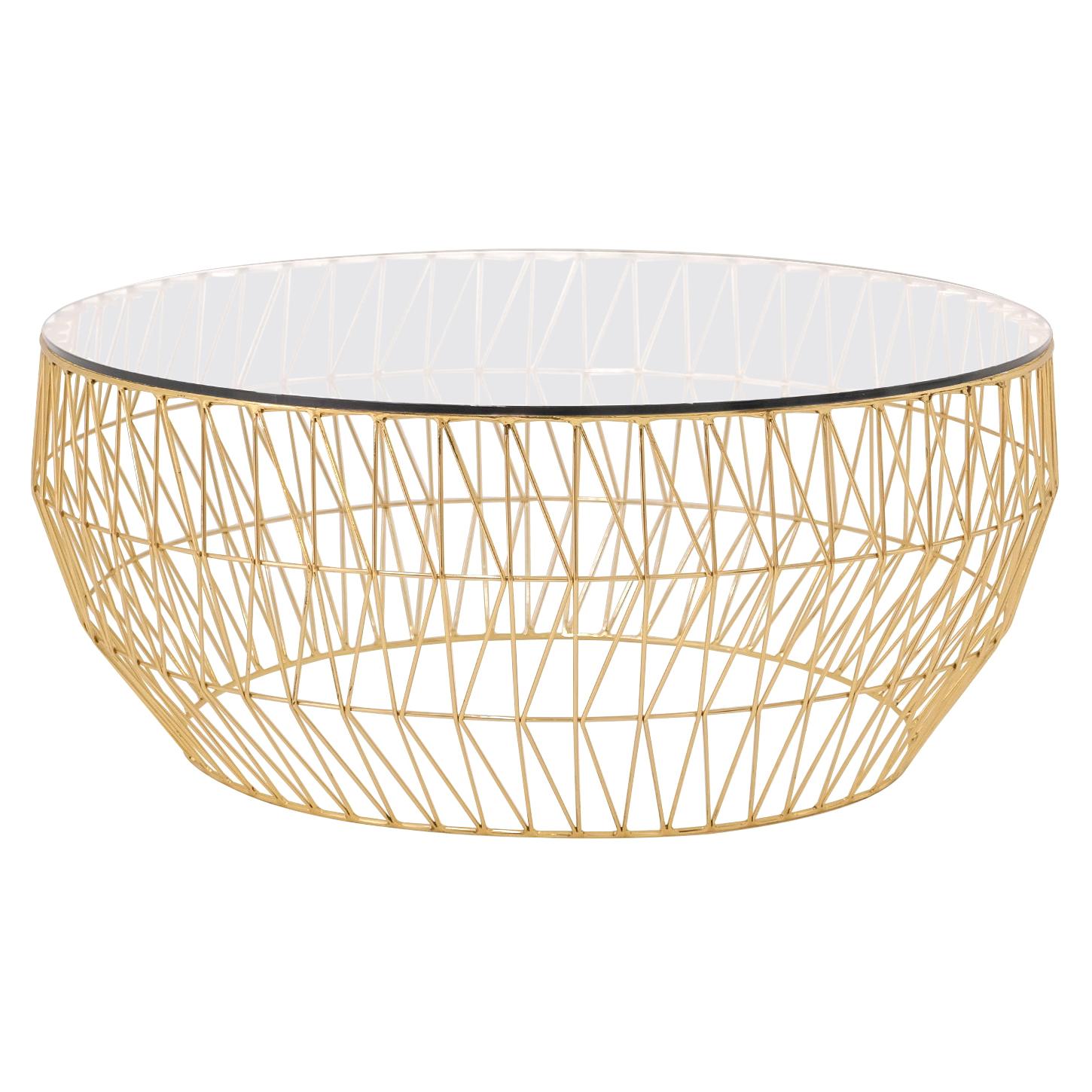 Minimalist Coffee Table, Wire Center Table in Gold with Terrazzo For ...