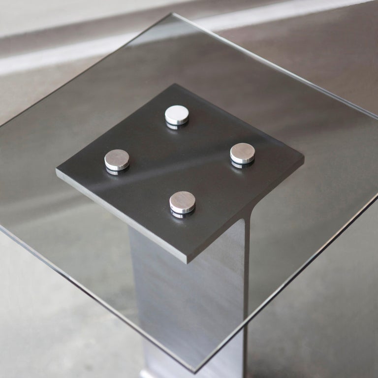 Steel I-Beam End Table - Modern Nightstand Lamp Table - Modern Side ...