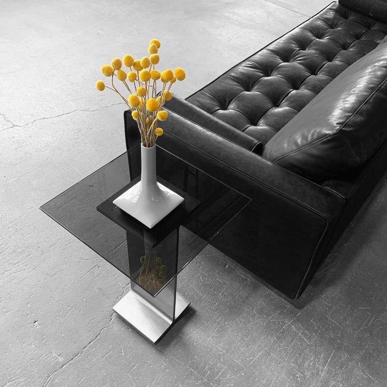 Steel I-Beam End Table - Modern Nightstand Lamp Table - Modern Side ...