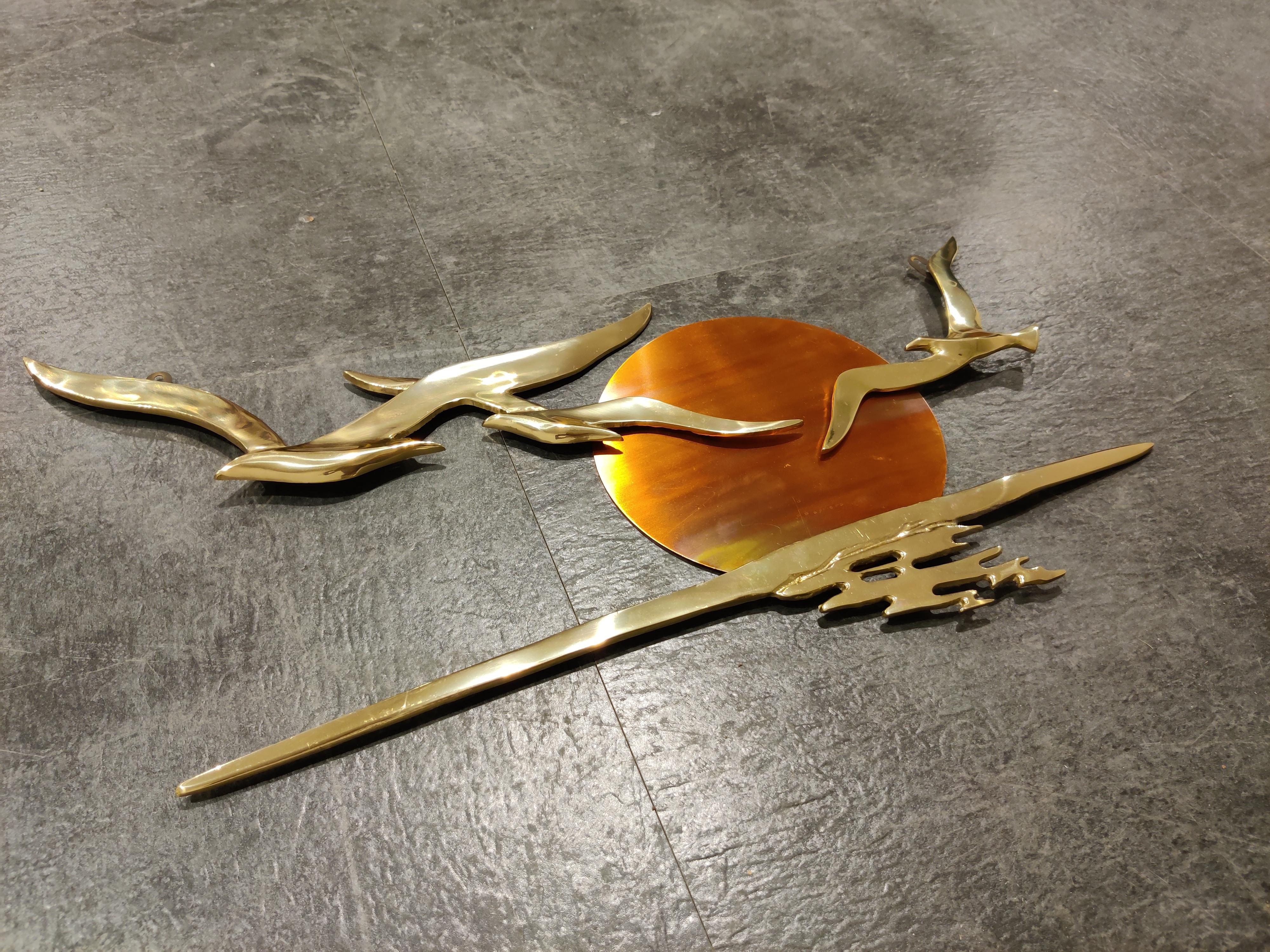 Minimalist Copper Bird Sculpture, 1970s at 1stDibs