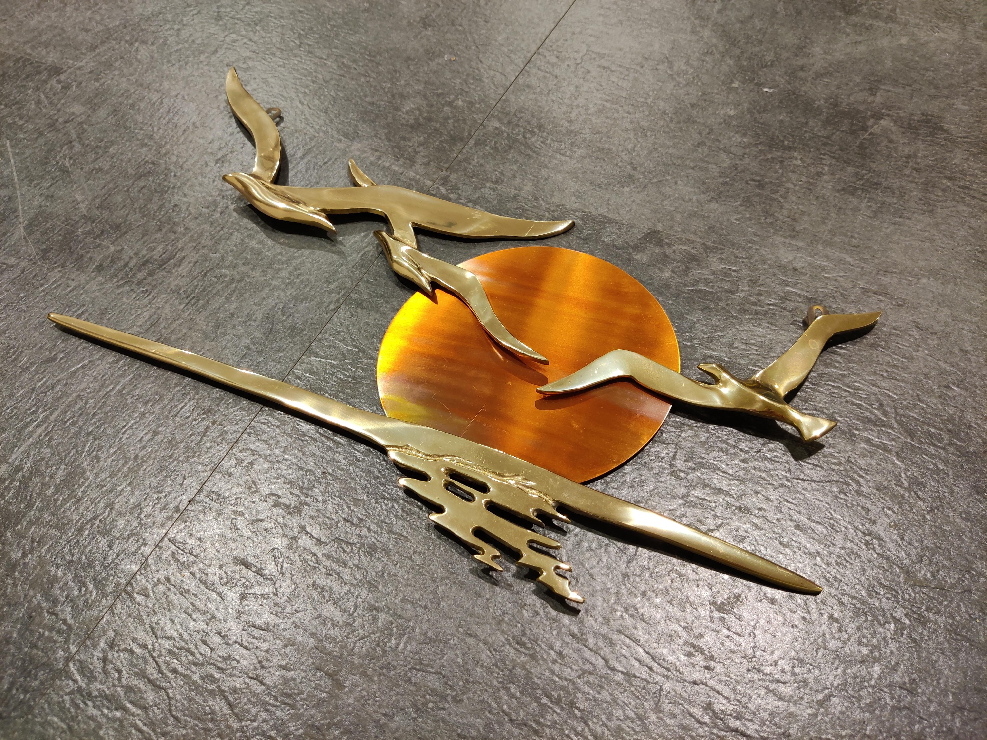 Minimalist Copper Bird Sculpture, 1970s at 1stDibs