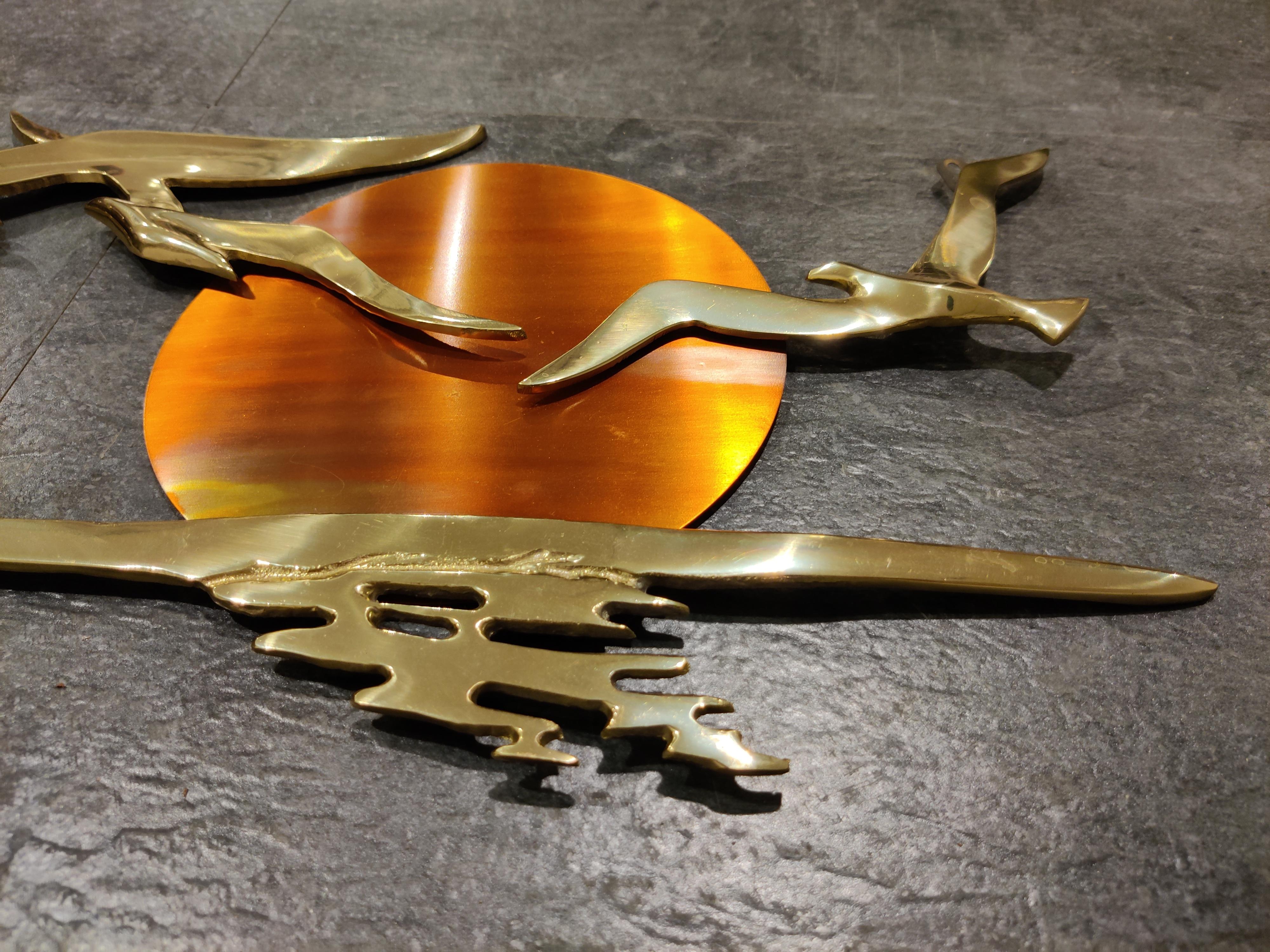 Minimalist Copper Bird Sculpture, 1970s at 1stDibs