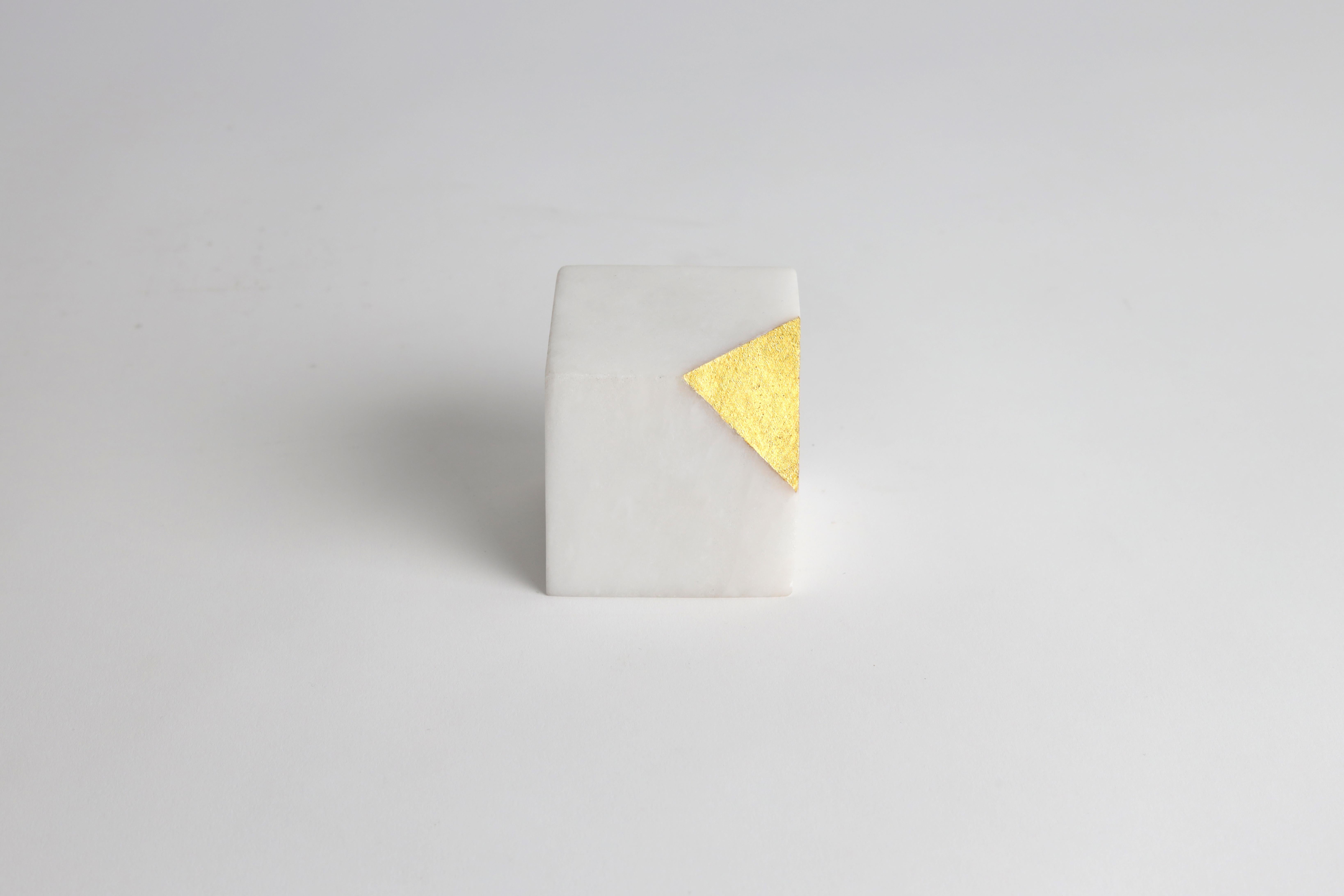 Minimalist Cubic Handmade Marble Bianco Sevec 24k Gold Cuts by Tarek ...