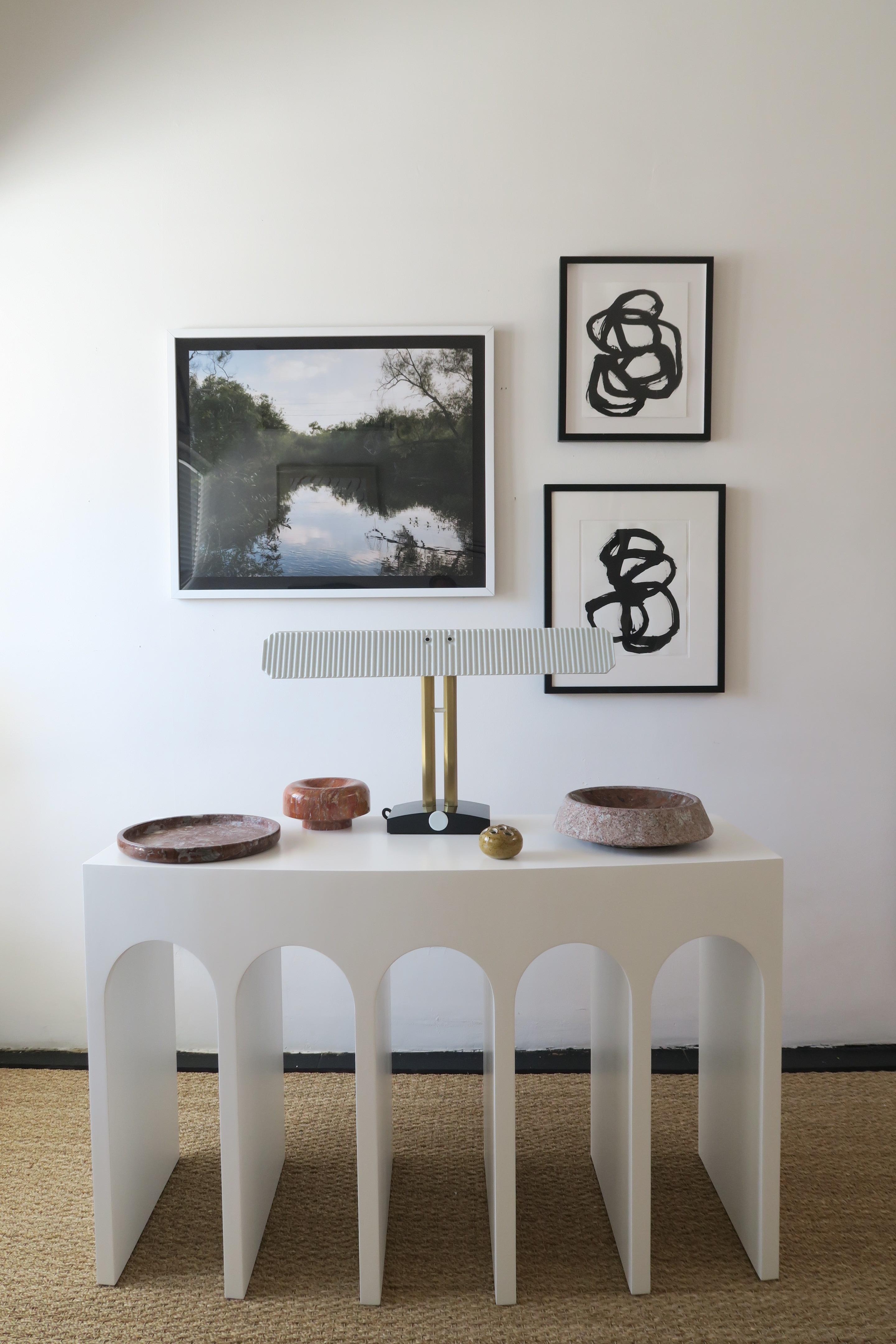 Minimalist Curved Front Console with Arches in White by Martin and ...