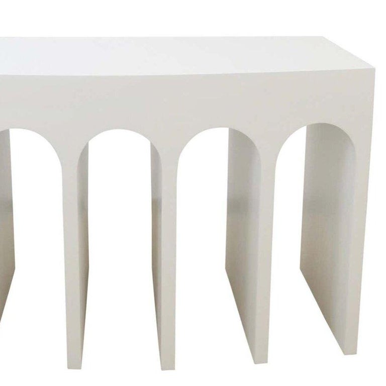 Minimalist Curved Front Console with Arches in White by Martin and ...