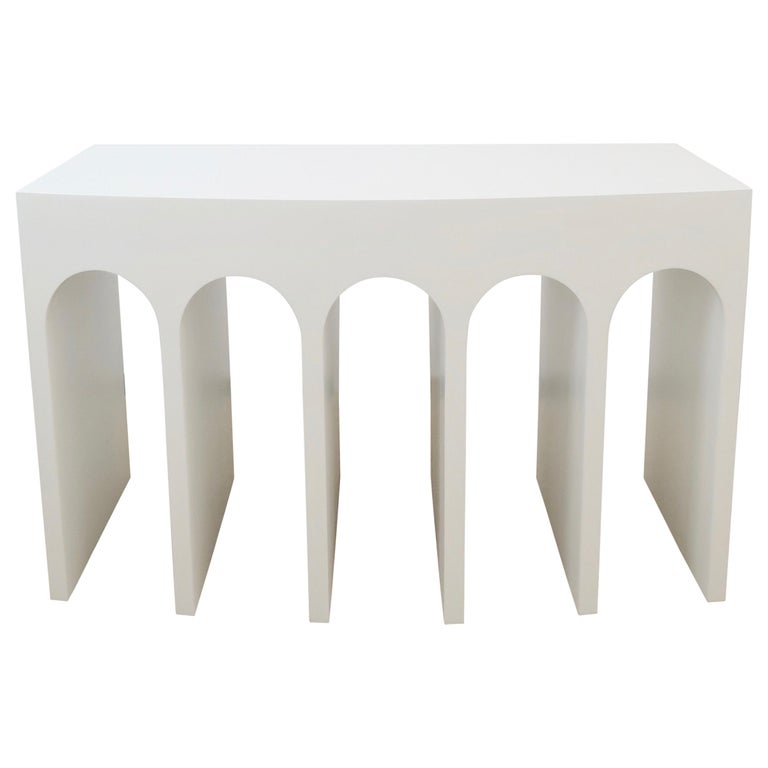 Minimalist Curved Front Console with Arches in White by Martin and ...