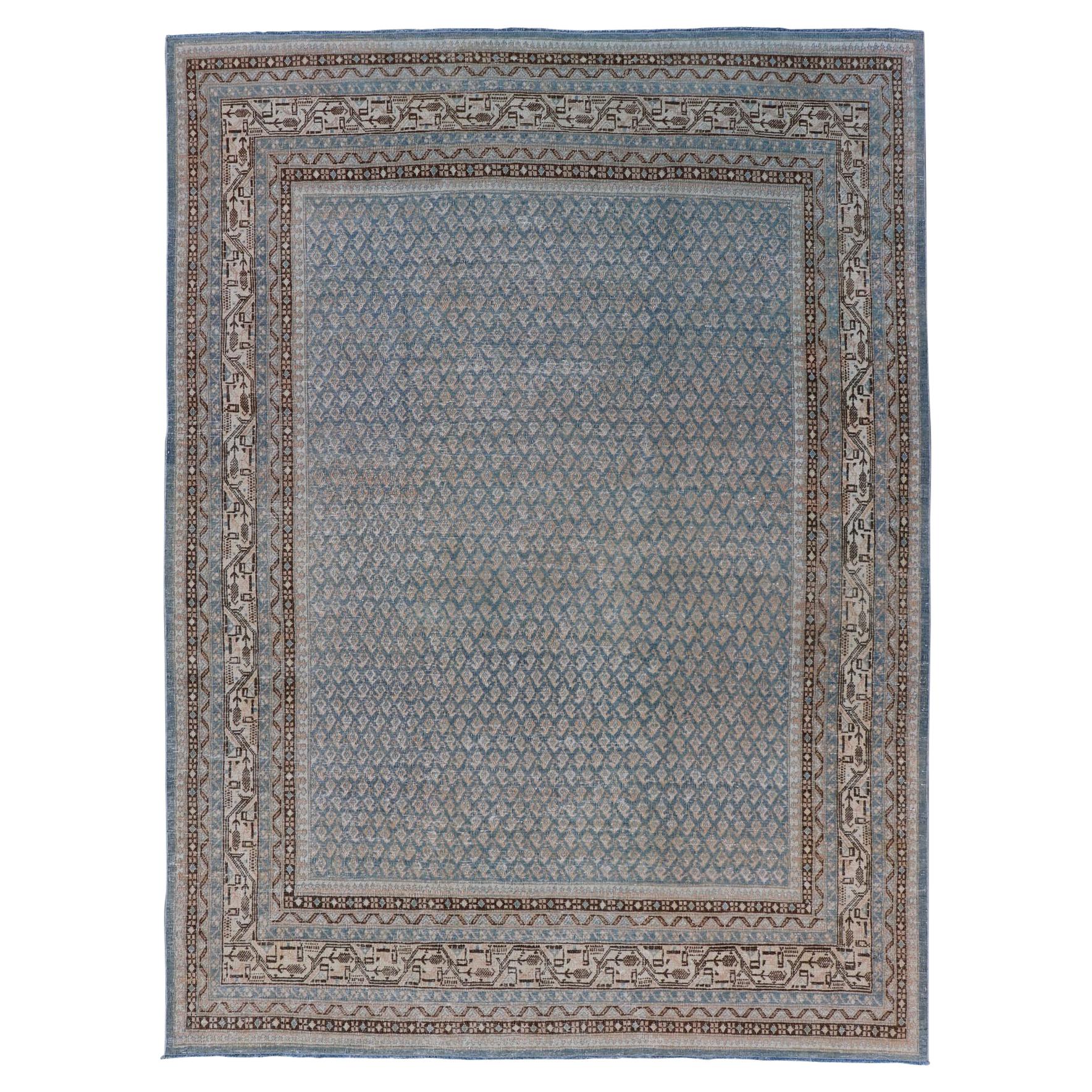 Minimalist Design Antique Persian Tabriz Rug with Modern Look in Blue ...