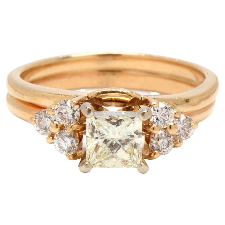 Customizable Minimalist Diamonds Engagement Ring Set, Diamond Wedding ...