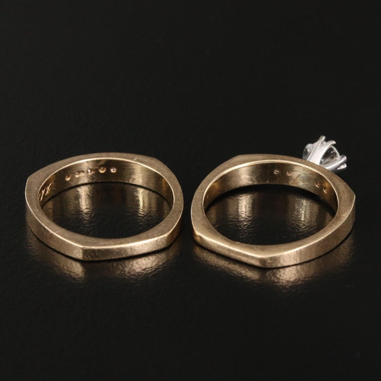 Customizable Minimalist Diamonds Engagement Ring Set, Diamonds Wedding ...
