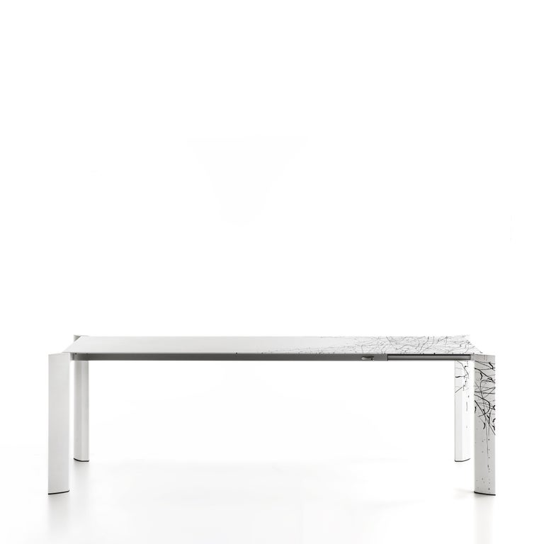 Minimalist Dripping Table Aluminium Extendable White Handpainted ...
