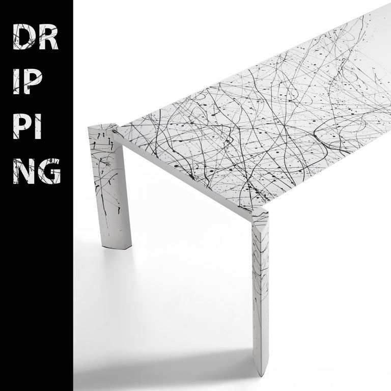 Minimalist Dripping Table Aluminium Extendable White Handpainted ...