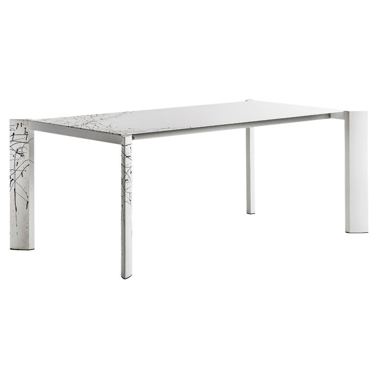Minimalist Dripping Table Aluminium Extendable White Handpainted ...