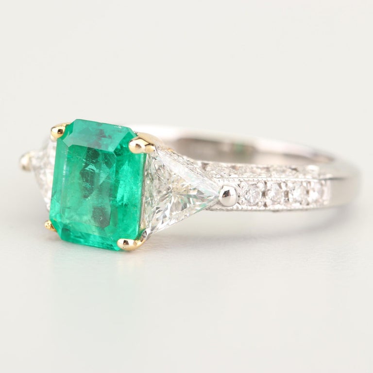 Customizable Minimalist Emerald Cut Emerald Diamonds Engagement Ring ...
