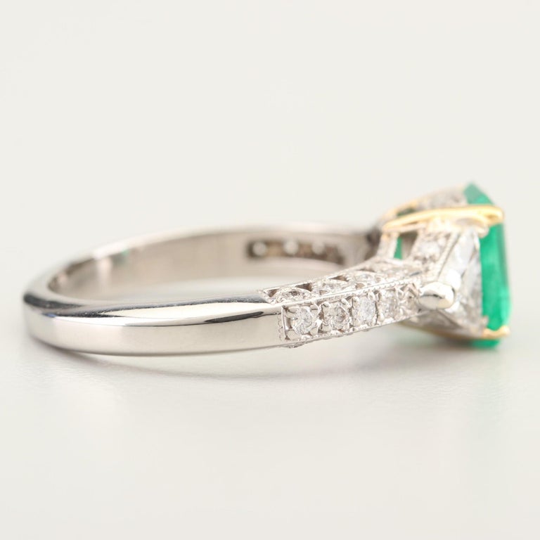 Customizable Minimalist Emerald Cut Emerald Diamonds Engagement Ring ...
