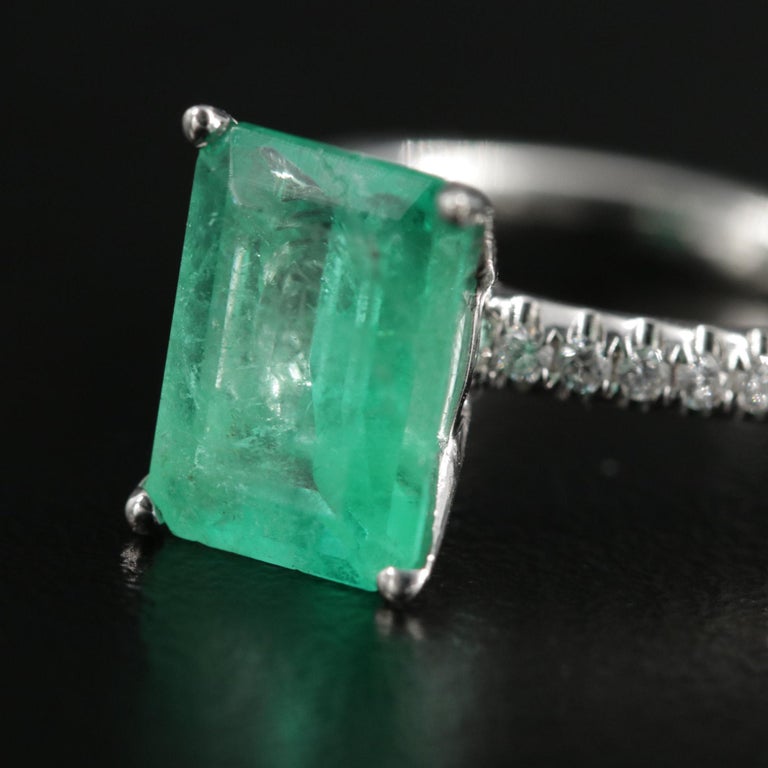 Customizable Minimalist Emerald Cut Emerald Diamonds Engagement Ring ...