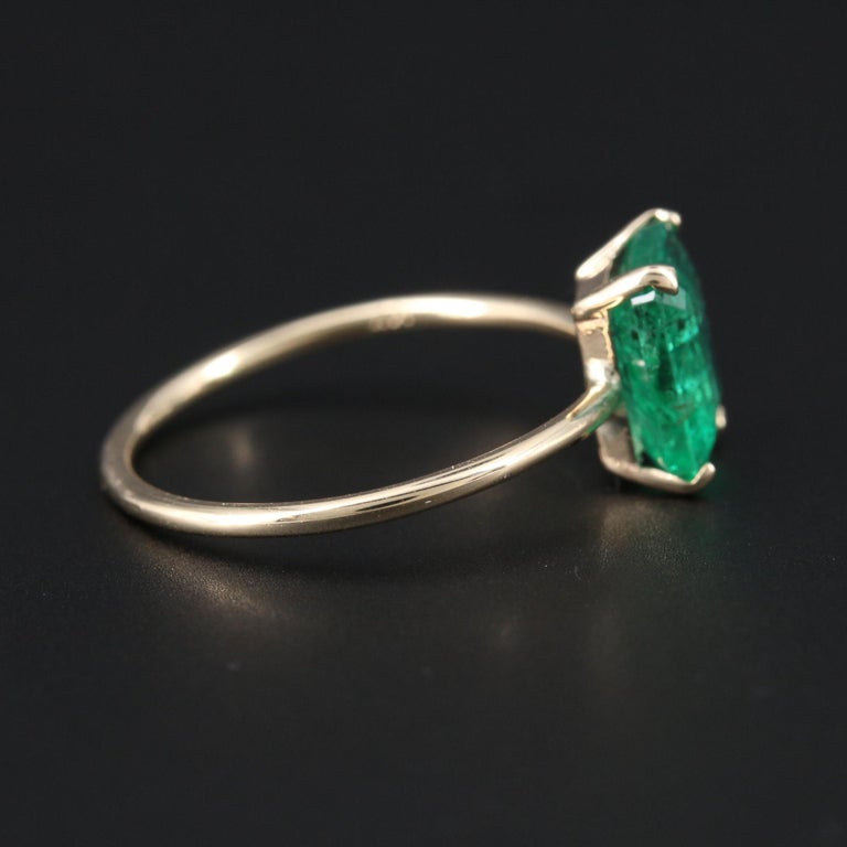 Customizable Minimalist Emerald Engagement Ring, 18K Gold Emerald ...