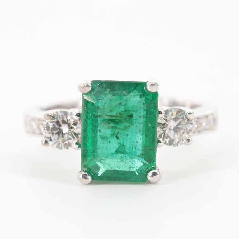 Customizable Minimalist Emerald Engagement Ring, Classic Emerald ...