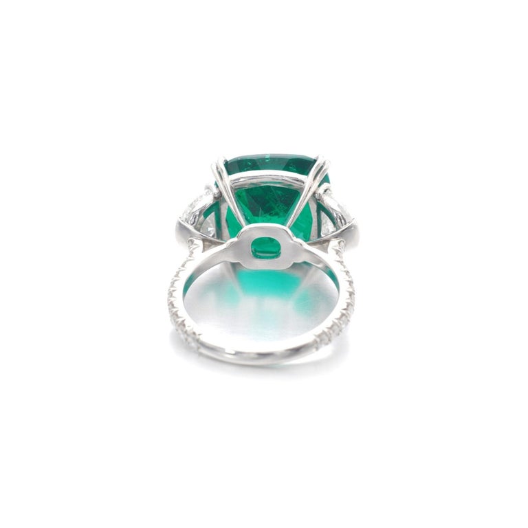 Customizable Minimalist Emerald Engagement Ring, Diamond Statement Ring ...