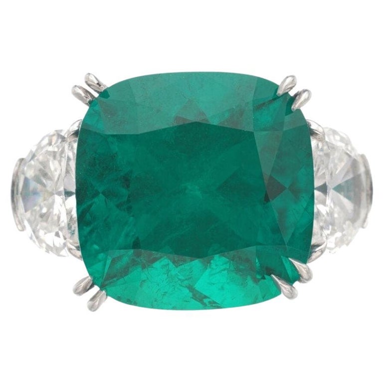 Customizable Minimalist Emerald Engagement Ring, Diamond Statement Ring ...