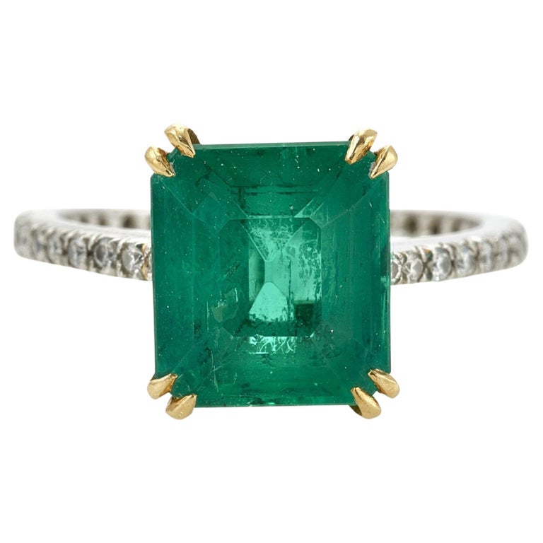 Customizable Minimalist Emerald Engagement ring, Natural Emerald ...