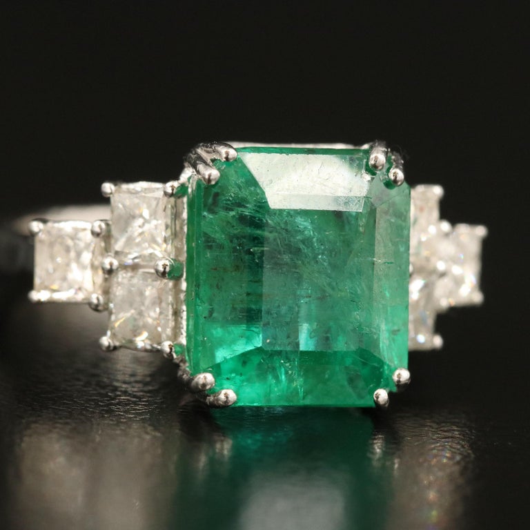 Customizable Minimalist Emerald Engagement Ring, Vintage Emerald ...