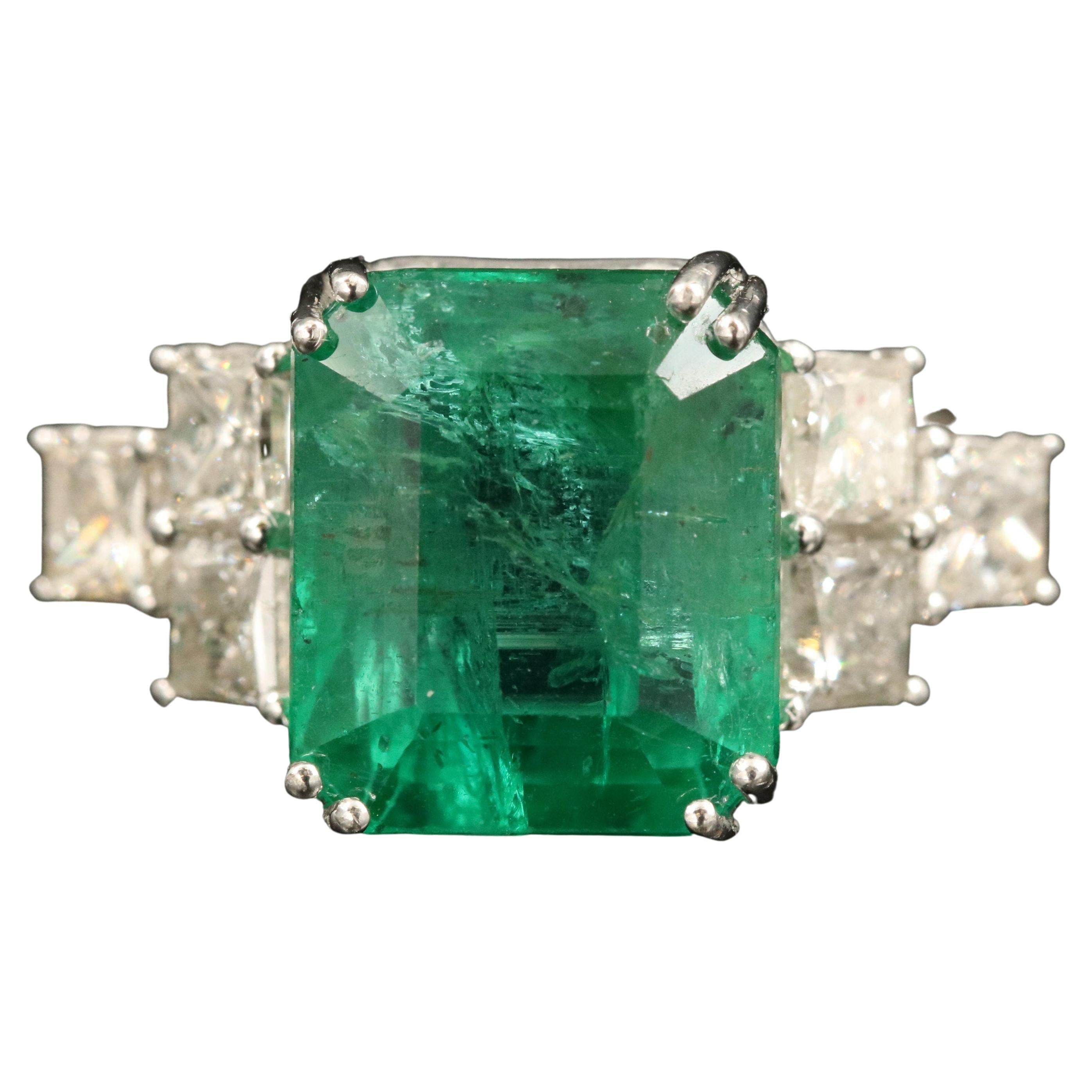 Customizable Minimalist Emerald Engagement Ring, Vintage Emerald ...