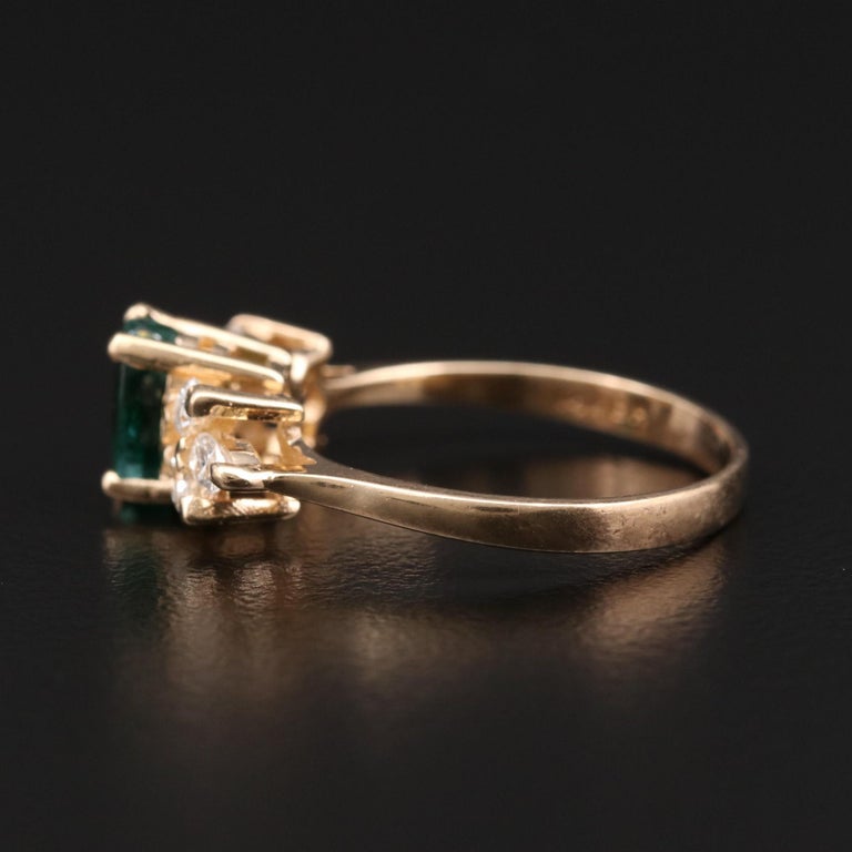 Customizable Minimalist Emerald Wedding Ring, 18K Gold Emerald Engagement Ring For Sale at 1stDibs