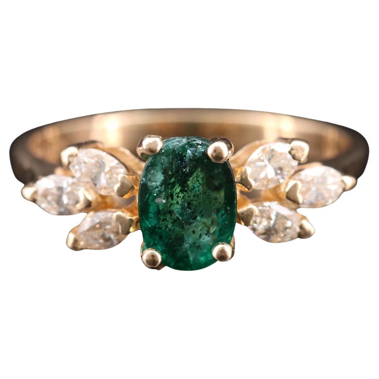 Customizable Minimalist Emerald Wedding Ring, 18K Gold Emerald ...