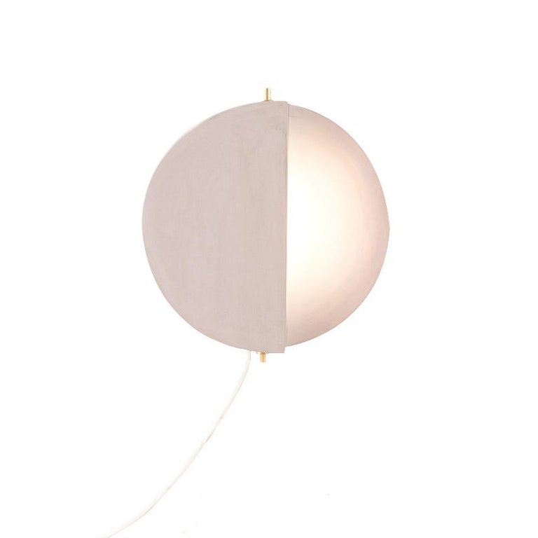 Handmade Minimalist Geometric Sconce, Natural Grey Ceramic and Brass ...