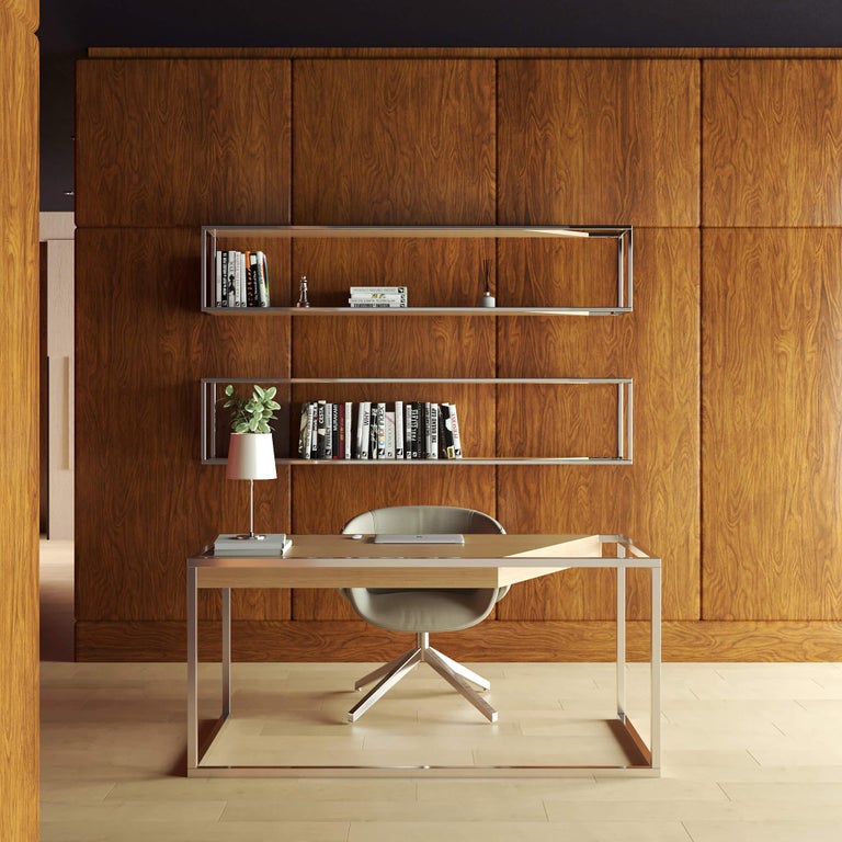 Minimalist Home Office Writing Desk in Black Oak Wood and Black ...