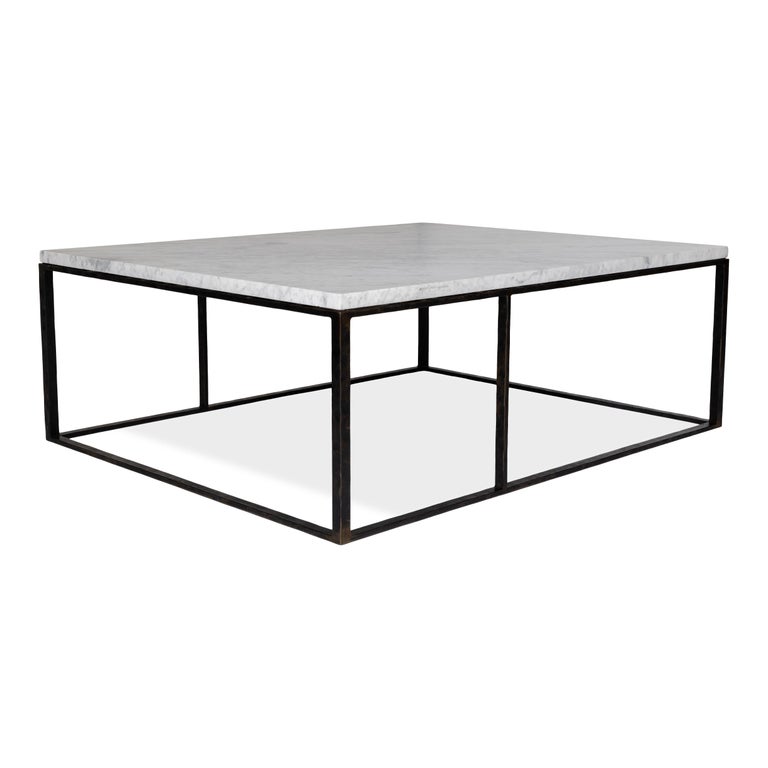 Minimalist Honed Carrara Marble Coffee Table For Sale at 1stDibs