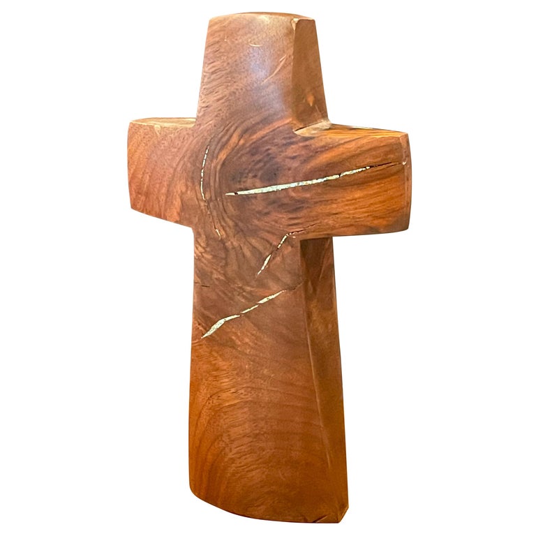Minimalist Inlaid Walnut Crucifix / Cross at 1stDibs