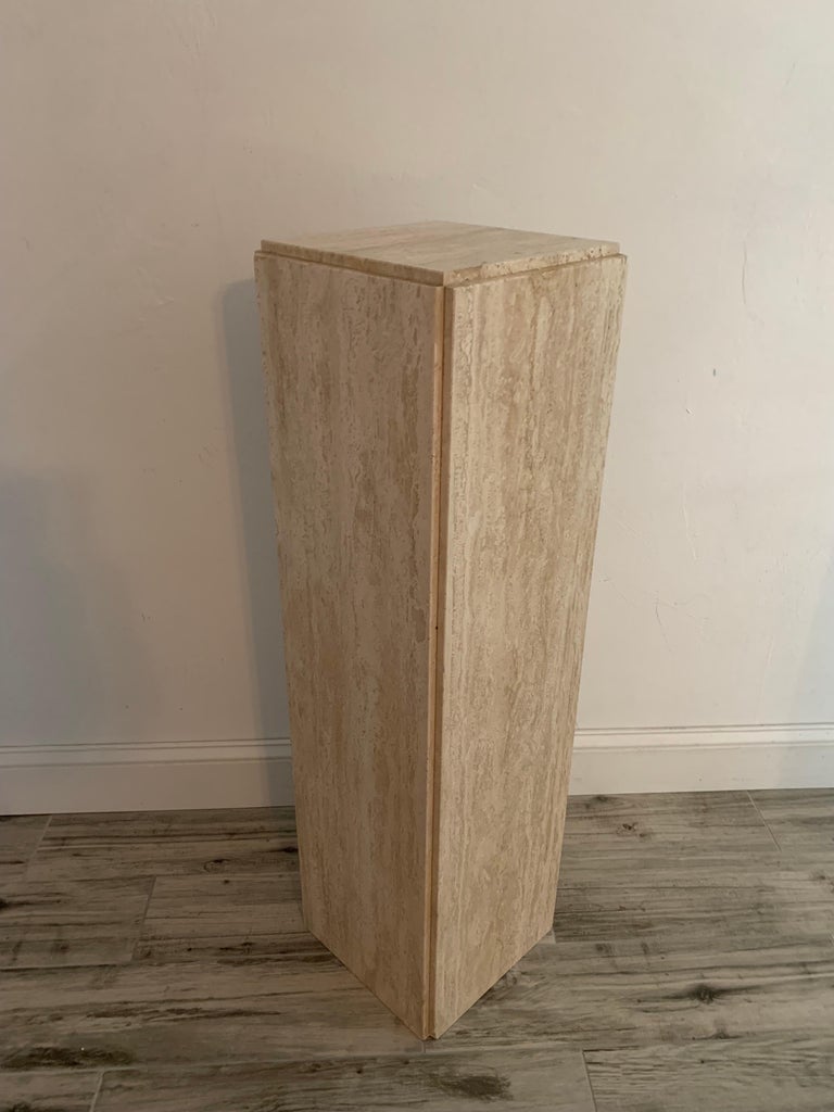 Minimalist Italian Travertine Pedestal, Circa 1970s For Sale at 1stDibs