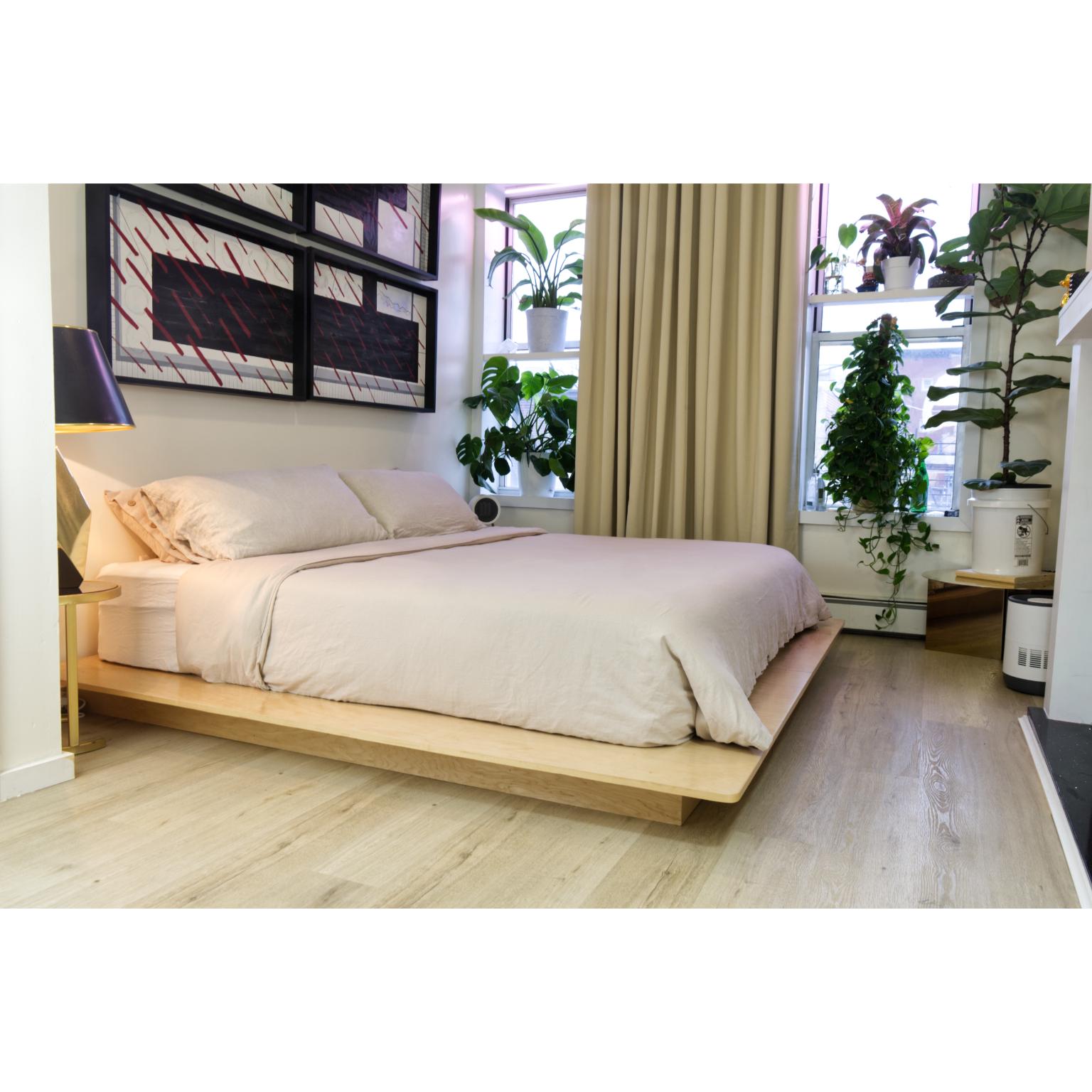 Bed, King, Platform, Mid-Century Modern Style, Custom, Hardwood ...